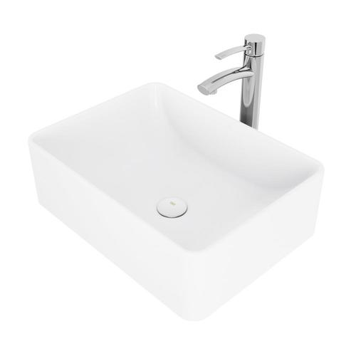 VIGO Vessel Sinks Chrome Matte Stone Vessel Rectangular Bathroom Sink ...