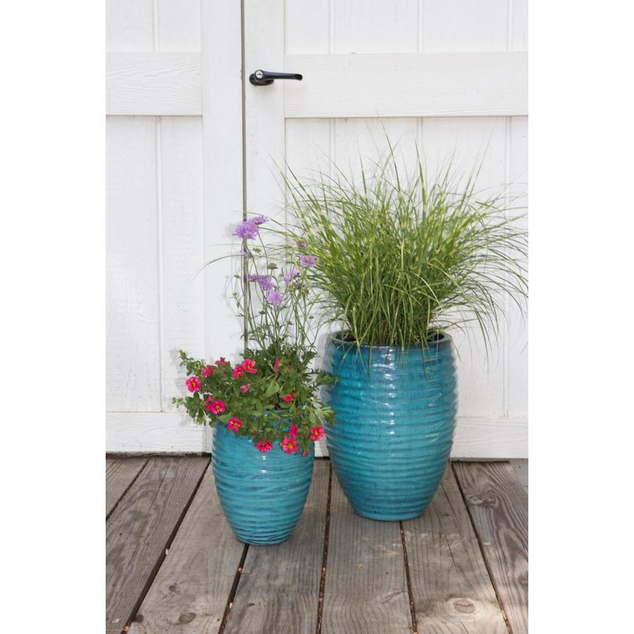 allen + roth 8.27-in W x 13.98-in H Teal Ceramic Planter in the Pots ...