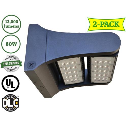 LED Trail 2-Pack 12000-Lumen 80-Watt Black Integrated LED Wall Pack ...