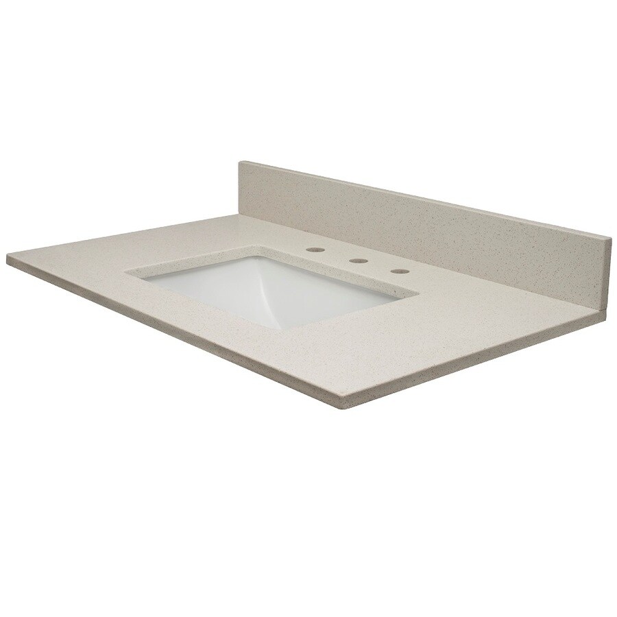 MarCraft Vista 49-in Polished Ivory Sparkle Quartz Single Sink Bathroom ...