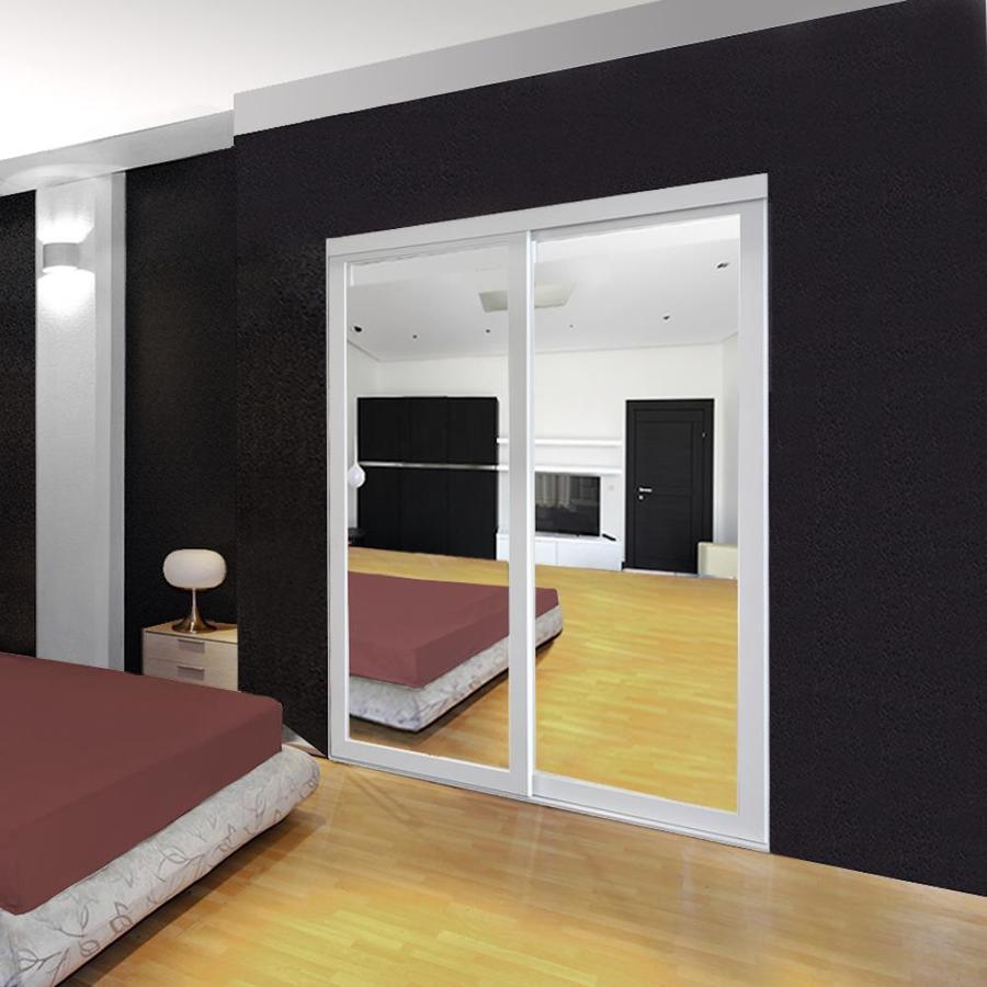 ReliaBilt Mirror/Panel Mirror Pine Sliding Closet Interior Door (Common ...