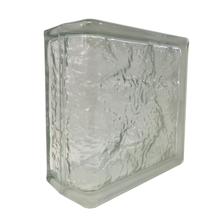 SEVES Cortina End Clear Bullnose Ice Glass Block (8-in H x 8-in W x 4 ...