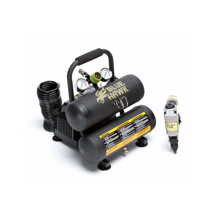 Blue Hawk 0.3-HP 2-Gallon 125-PSI 120-Volt Twin Stack Portable Electric ...