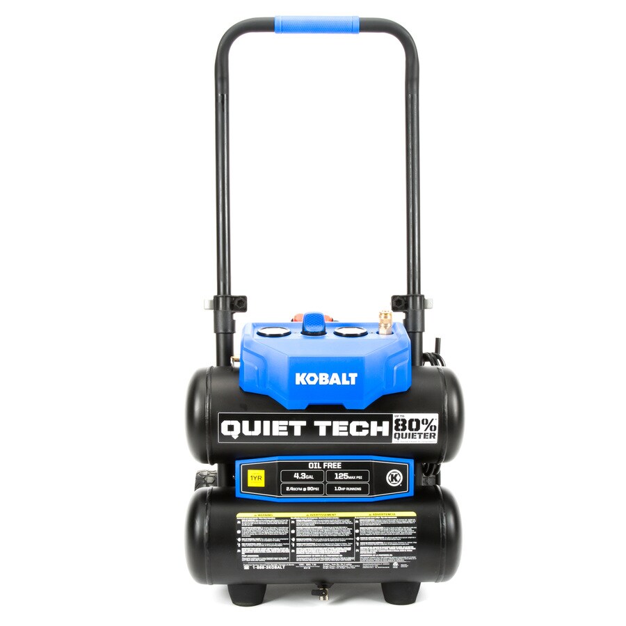 Kobalt Quiet Tech 4.3-Gallon Single Stage Portable Electric Twin Stack ...