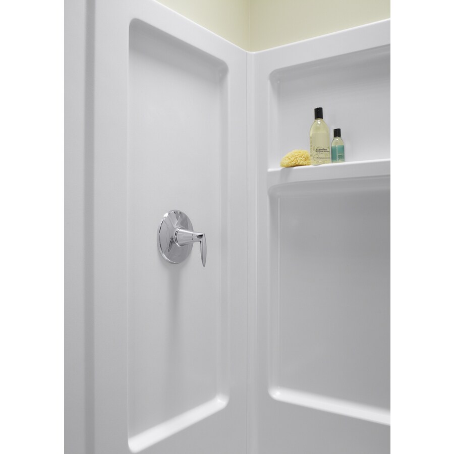 Sterling Advantage Biscuit Vikrell Wall and Floor 4-Piece Alcove Shower ...