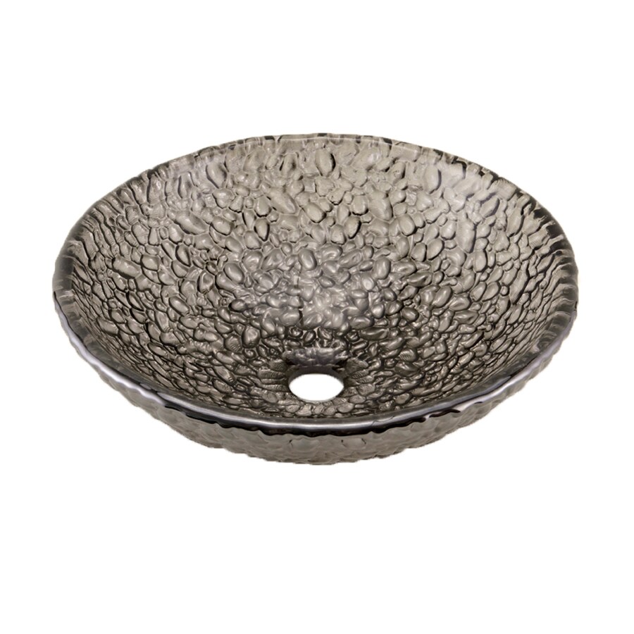 JSG Oceana Pebble Black Nickel Glass Vessel Round Bathroom Sink at ...