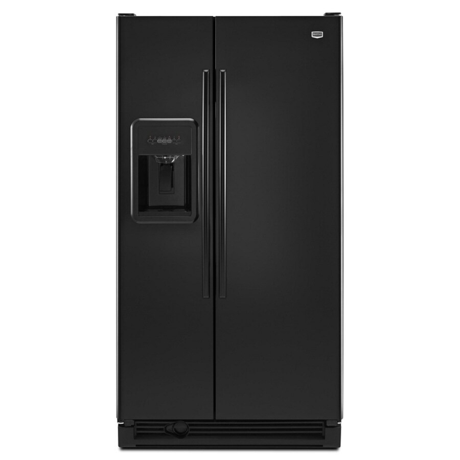Maytag 25.2-cu ft Side-by-Side Refrigerator with Ice Maker (Black) in ...