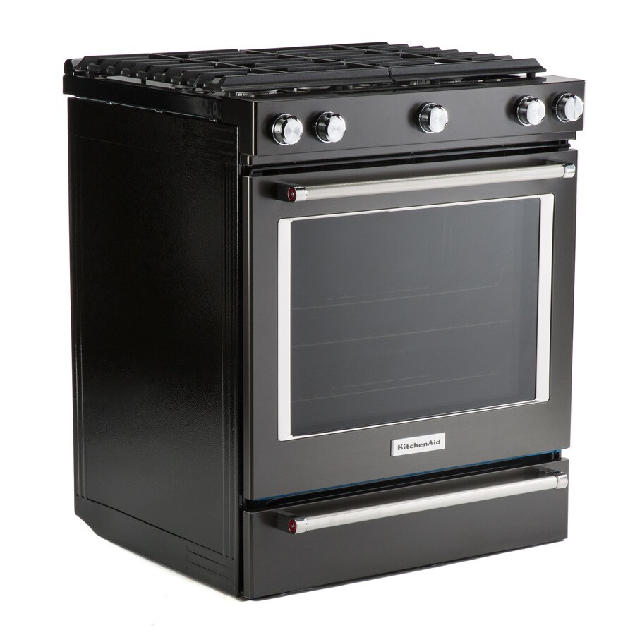 KitchenAid 5 Burners 5.8-cu ft Self-Cleaning Convection Slide-In Gas ...
