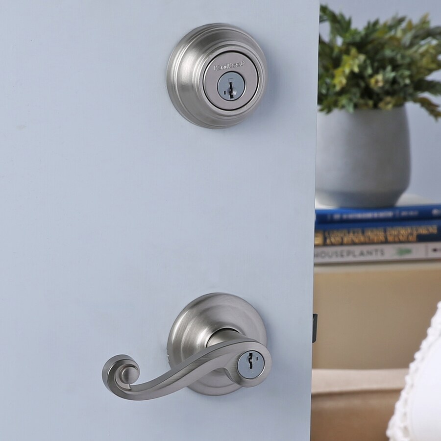 Kwikset Lido SmartKey Satin Nickel Residential Keyed Entry Door Lever ...