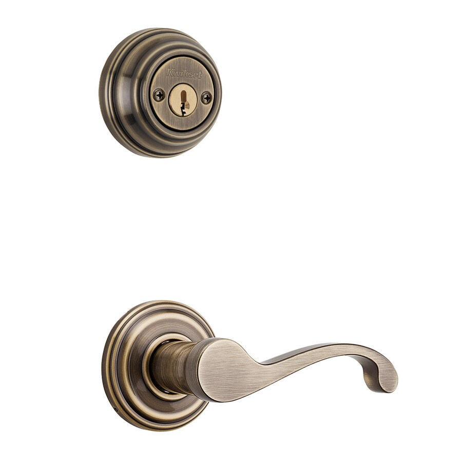 Kwikset Signature Commonwealth Antique Brass Double-Cylinder Deadbolt ...
