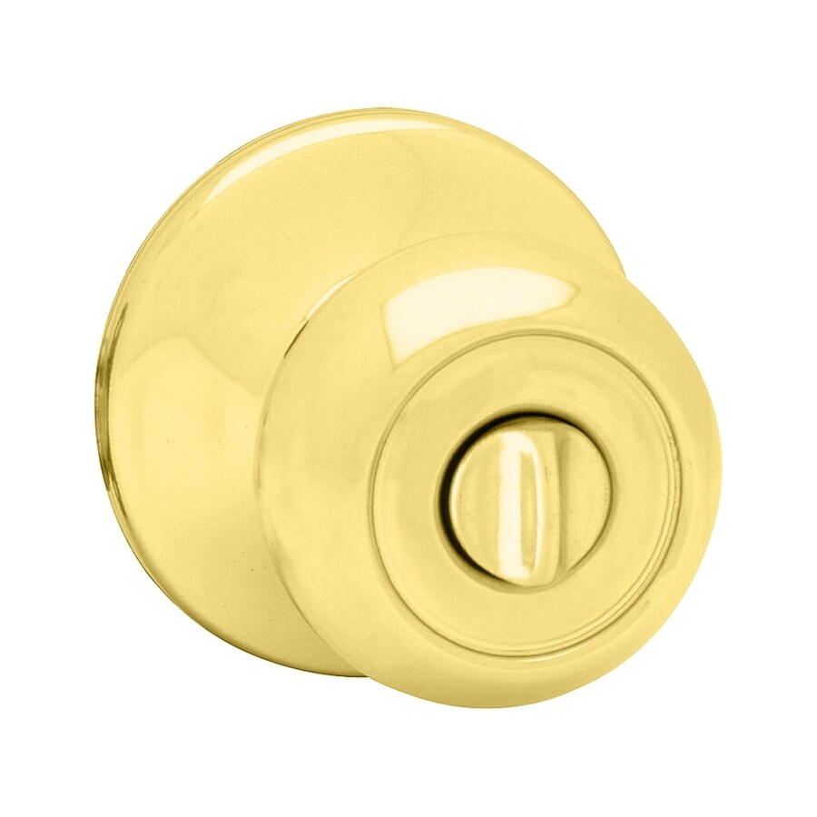 Kwikset Signature Copa Polished Brass Round Turn-Lock Privacy Door Knob ...