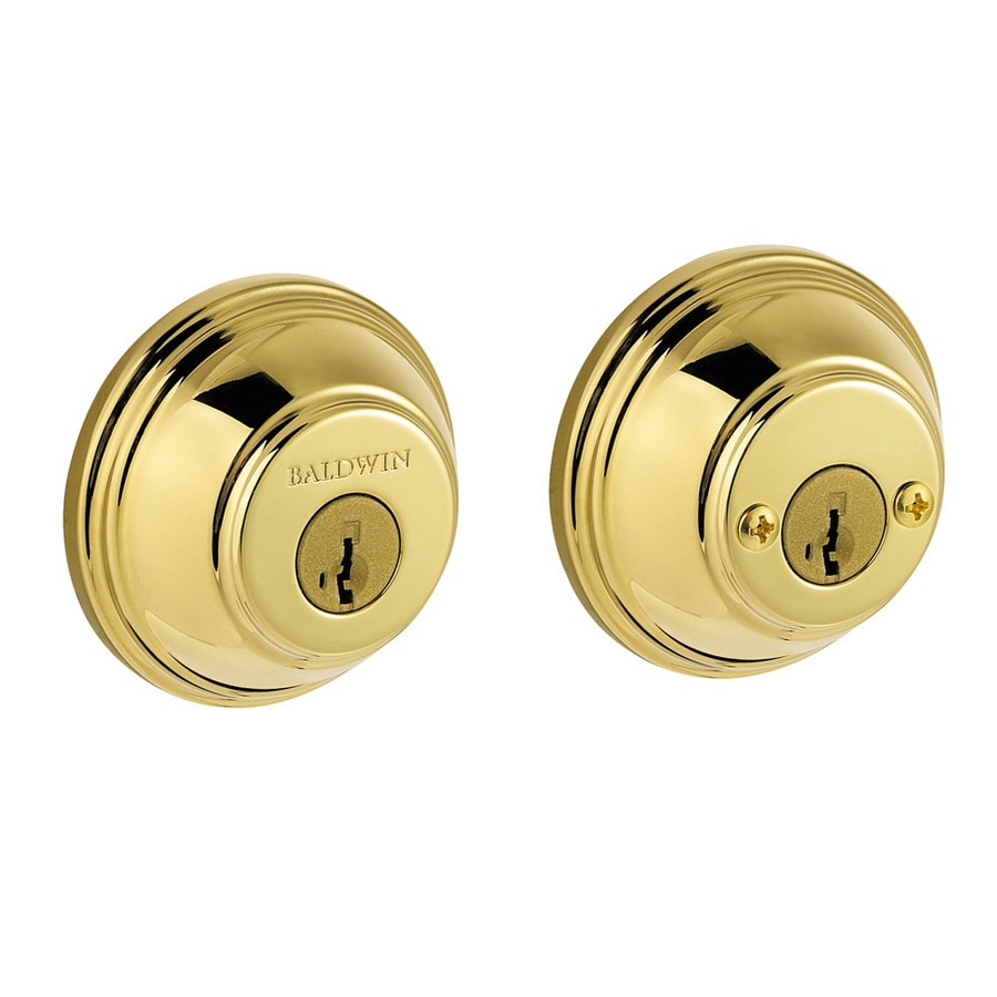 BALDWIN Prestige Series-Polished Brass Round Double Cylinder Deadbolt ...