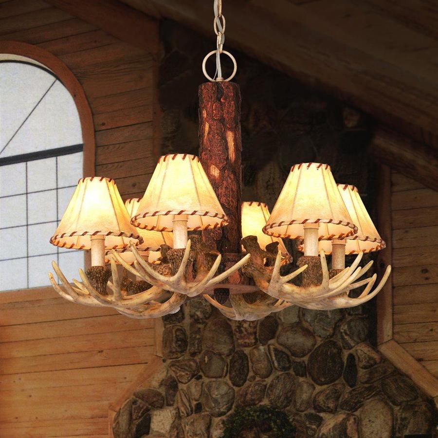 Cascadia Lodge 6-Light Noachian Stone Rustic Antler Chandelier in the ...
