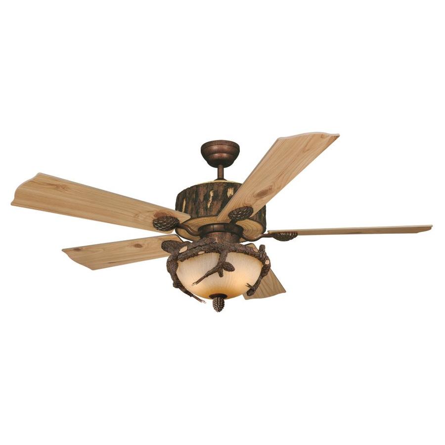 Cascadia Log Cabin 52-in Distressed Bronze Indoor Ceiling Fan with ...
