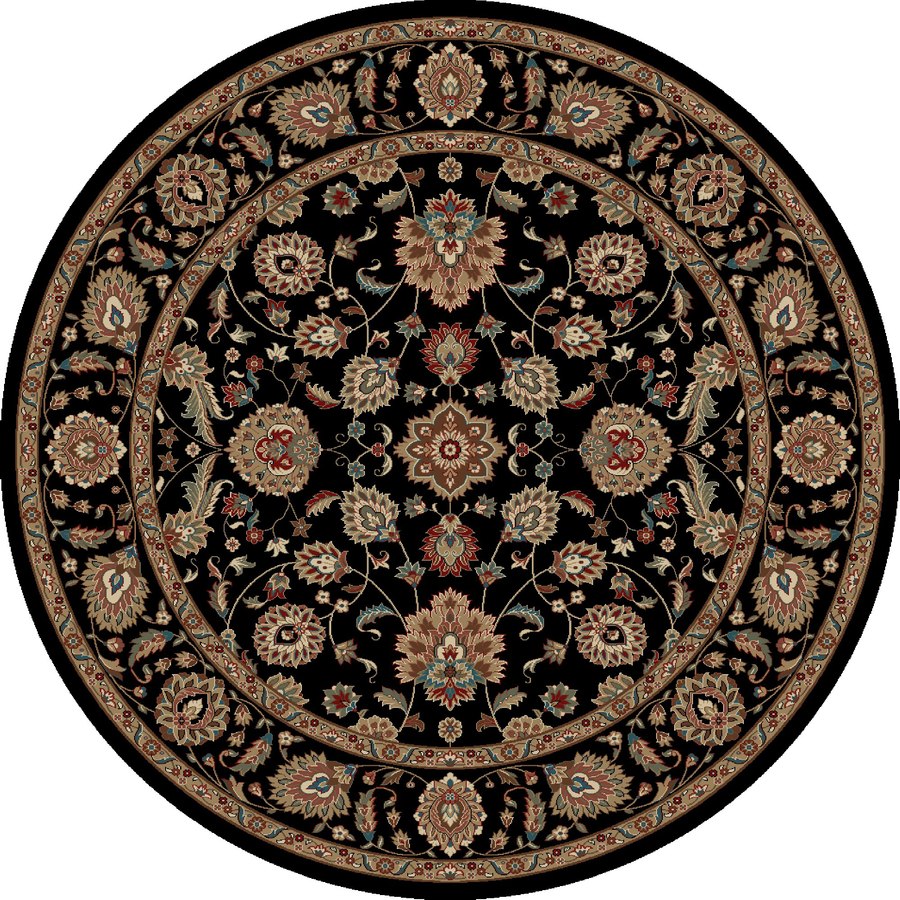 Concord Global 8 x 8 Black Round Border Area Rug at Lowes.com