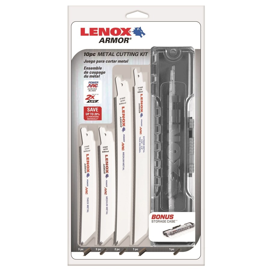 LENOX Armor Curved 10-Pack Bi-Metal Cutting Reciprocating Saw Blade Set ...
