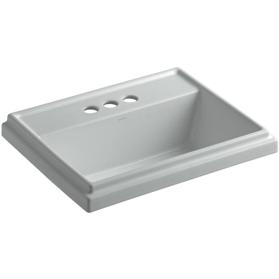 KOHLER Tresham Ice Grey Drop-In Rectangular Bathroom Sink with Overflow ...