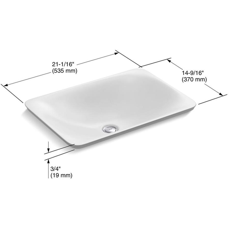 KOHLER Carillon White Vessel Rectangular Bathroom Sink (21.125-in x 14. ...