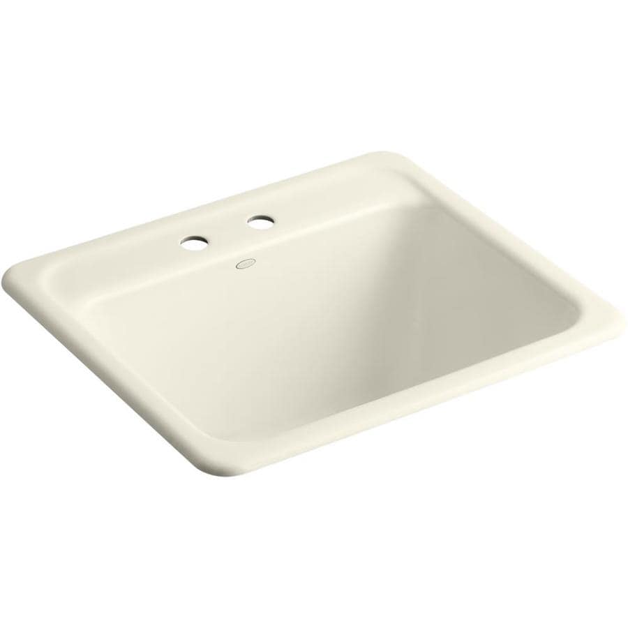 KOHLER 22.0 x 25.0 Almond Undermount Cast iron Laundry sink Utility ...