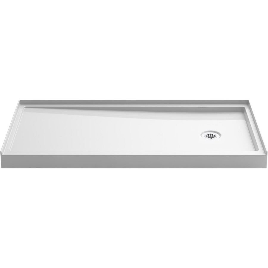 KOHLER Rely White Acrylic Shower Base 30-in W x 60-in L with Right ...