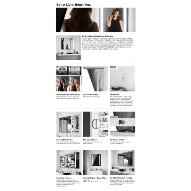 KOHLER Verdera 34-in x 30-in Lighted LED Recessed Mount Mirrored ... KOHLER Verdera 34-in x 30-in Lighted LED Recessed Mount Mirrored ...