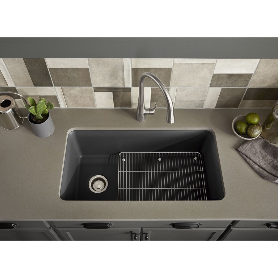 KOHLER Cairn Undermount 33.5-in x 18.31-in Matte Graphite Single Bowl ...