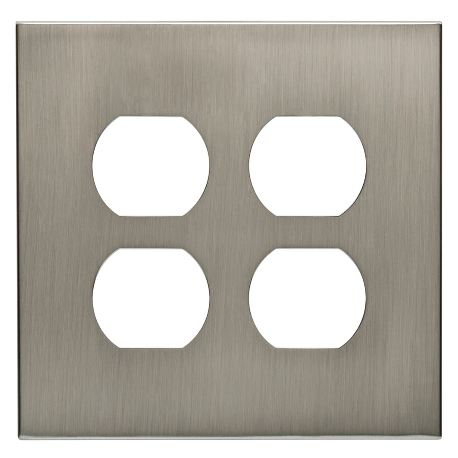 allen + roth Linden 2-Gang Satin Nickel Round Wall Plate in the Wall ...
