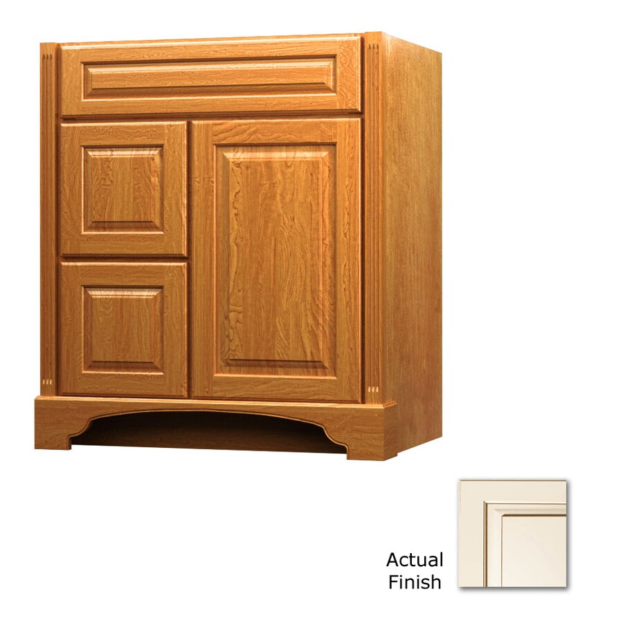 KraftMaid 36-in Canvas with Cocoa Glaze Bathroom Vanity Cabinet at ...