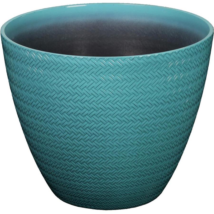 allen + roth 16.5-in W x 14.21-in H Blue Resin Planter in the Pots ...