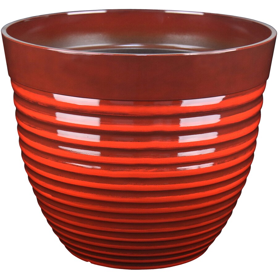 Allen + roth 16.84-in W X 14.66-in H Red Resin Planter at Lowes.com