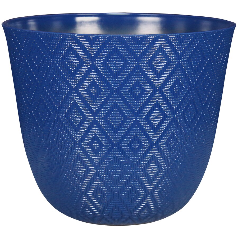 allen + roth 11.42-in W x 9.65-in H Blue Resin Planter in the Pots ...