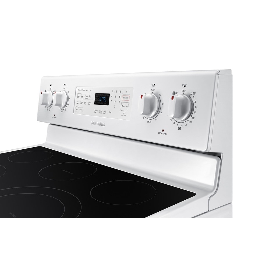 Samsung 30-in Glass Top Self-Cleaning with Steam Electric Range (White ...