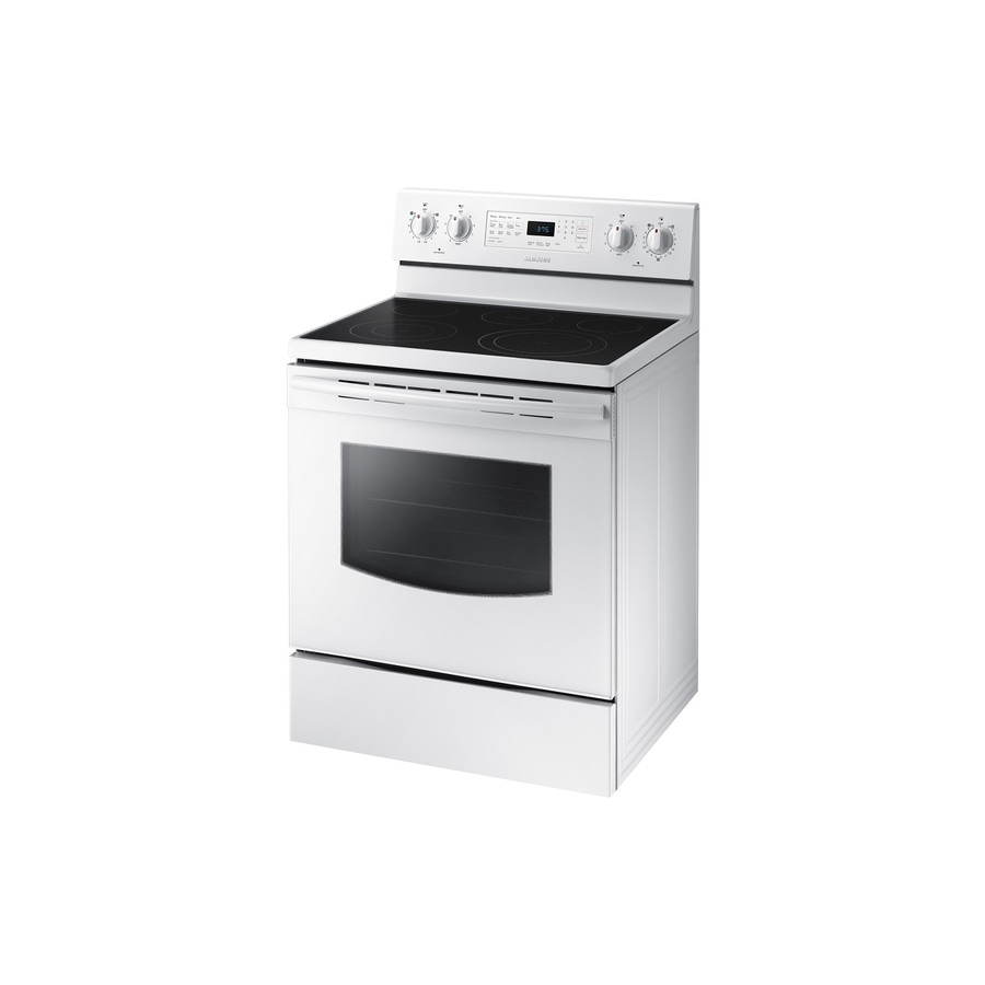 Samsung 30-in Glass Top Self-Cleaning with Steam Electric Range (White ...