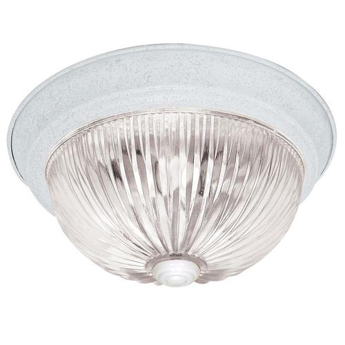 5-in Textured White Traditional Incandescent Flush Mount Light in the ...