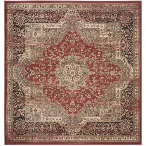 Safavieh Vintage Bijar 7 x 7 Rust/Black Square Indoor Distressed ...