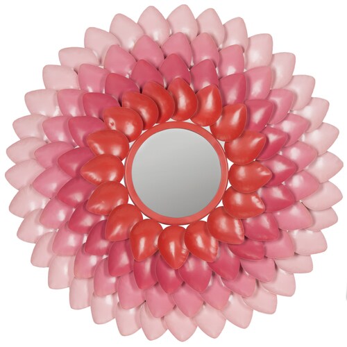 Safavieh Chrissy 27-in L x 27-in W Round Pink Polished Wall Mirror in ...