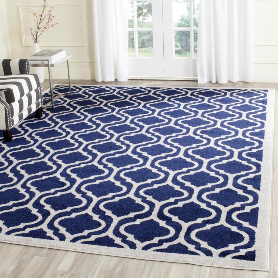 Safavieh Alona Navy/Beige Rectangular Indoor/Outdoor Machine-Made Area ...