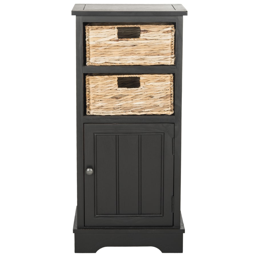Safavieh 15.9-in x 35-in 2-Drawer Distressed Black Wood Drawer at Lowes.com