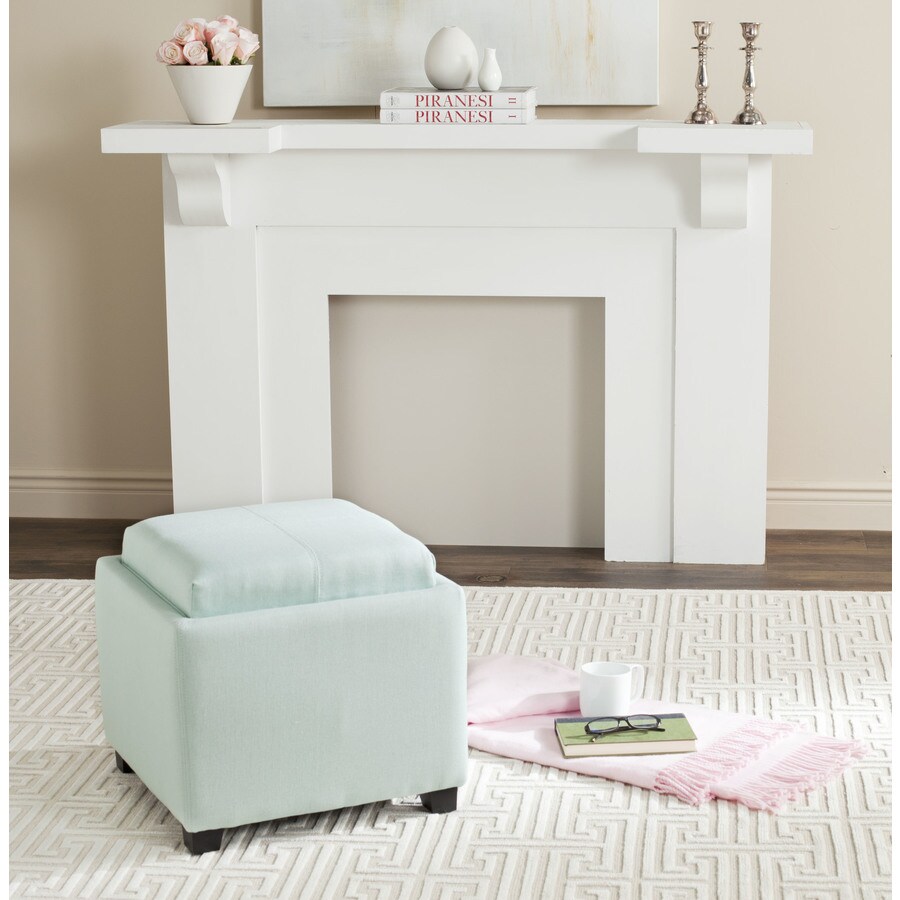 Safavieh Hudson Robins Egg Blue Square Storage Ottoman in the Ottomans ...
