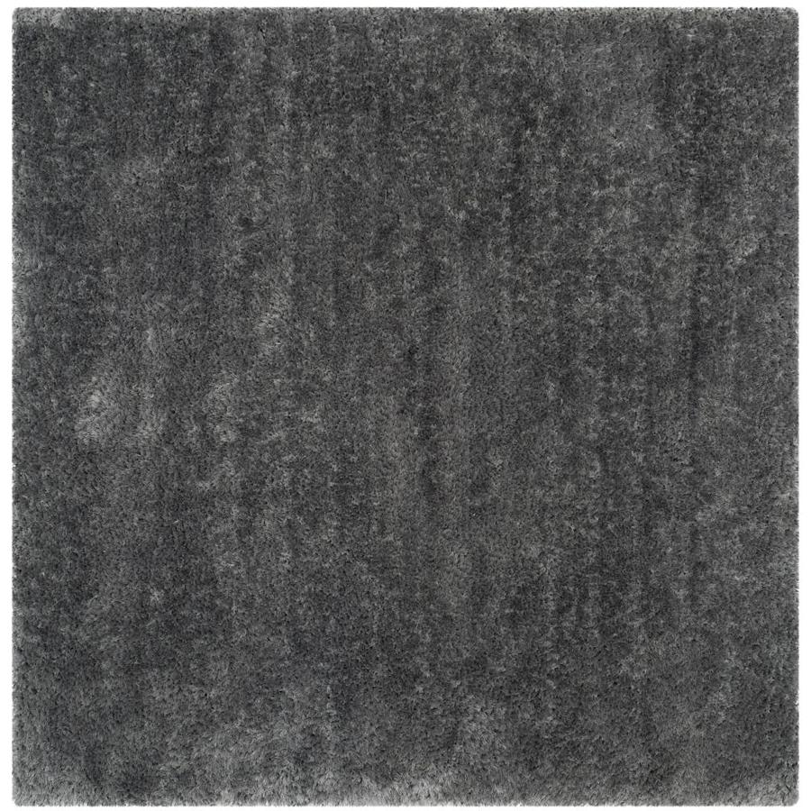 Safavieh Luxe Shag Gray Square Indoor Handcrafted Area Rug (Common: 6 x ...
