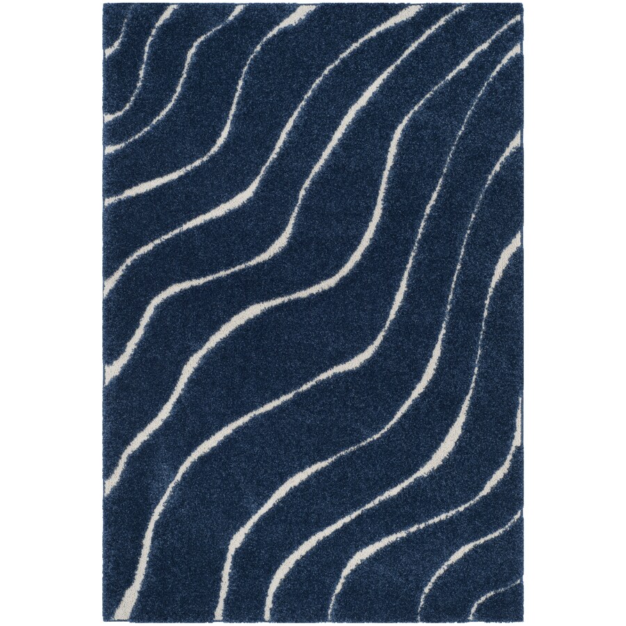 Safavieh Florida Waves Shag Dark Blue/Cream Indoor Area Rug (Common: 8 ...