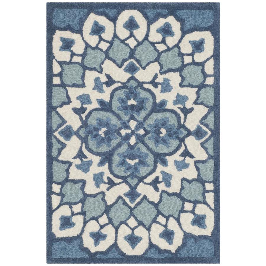 Safavieh Bellagio Merida 2 x 3 Ivory/Blue Floral/Botanical Bohemian ...