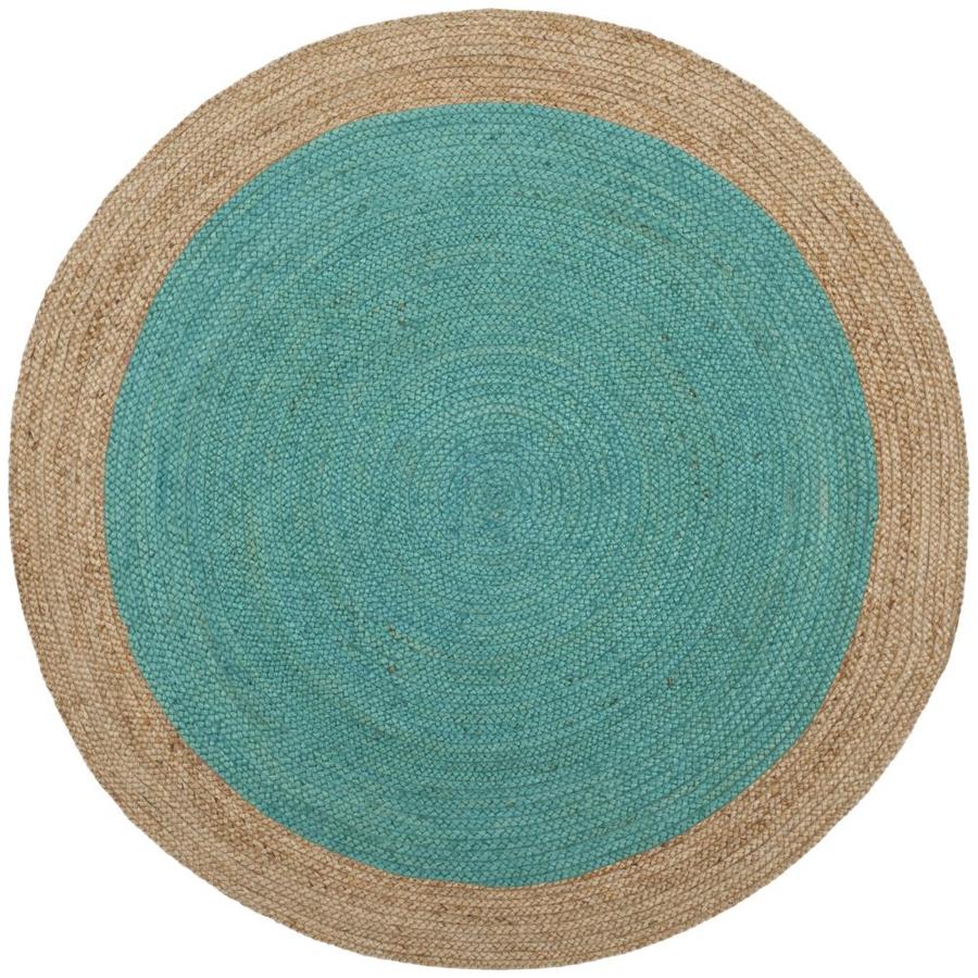 Safavieh Natural Fiber Cira Teal/Natural Round Indoor Coastal Area Rug ...