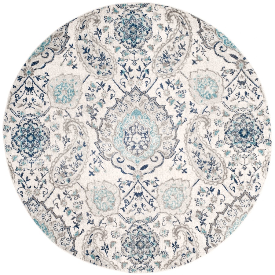 Safavieh Madison Abbey Creamlight Gray Round Indoor Lodge Area Rug Common 5 X 5 Actual 5 Ft