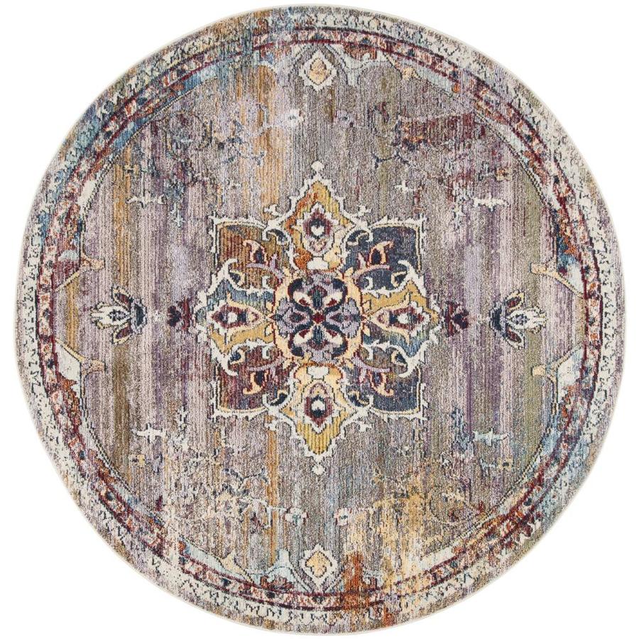 Safavieh Savannah Heriz Gray/Cream Round Indoor Bohemian/Eclectic Area ...