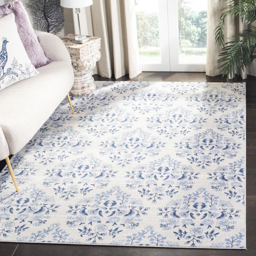 Safavieh Brentwood Flax 5 x 8 Cream/Blue Indoor Damask French Country ...