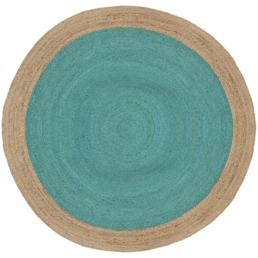 Safavieh Natural Fiber Cira Teal/Natural Round Indoor Coastal Area Rug ...
