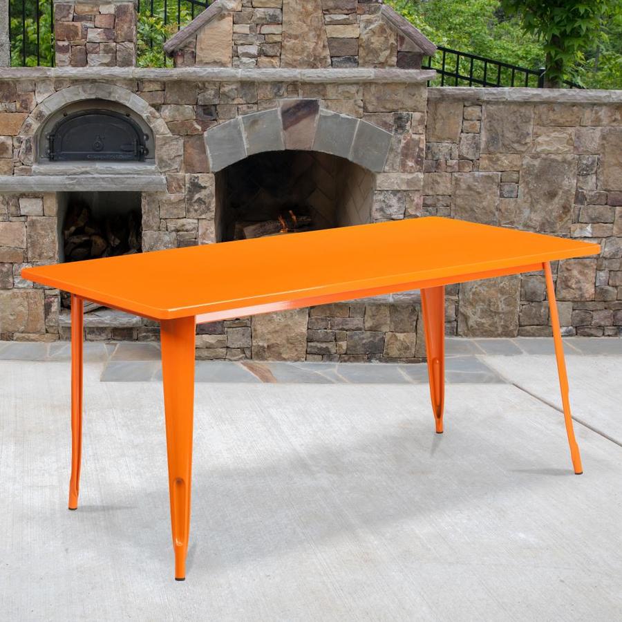 Flash Furniture Orange Dining Table, Metal with Orange Metal Base in ...
