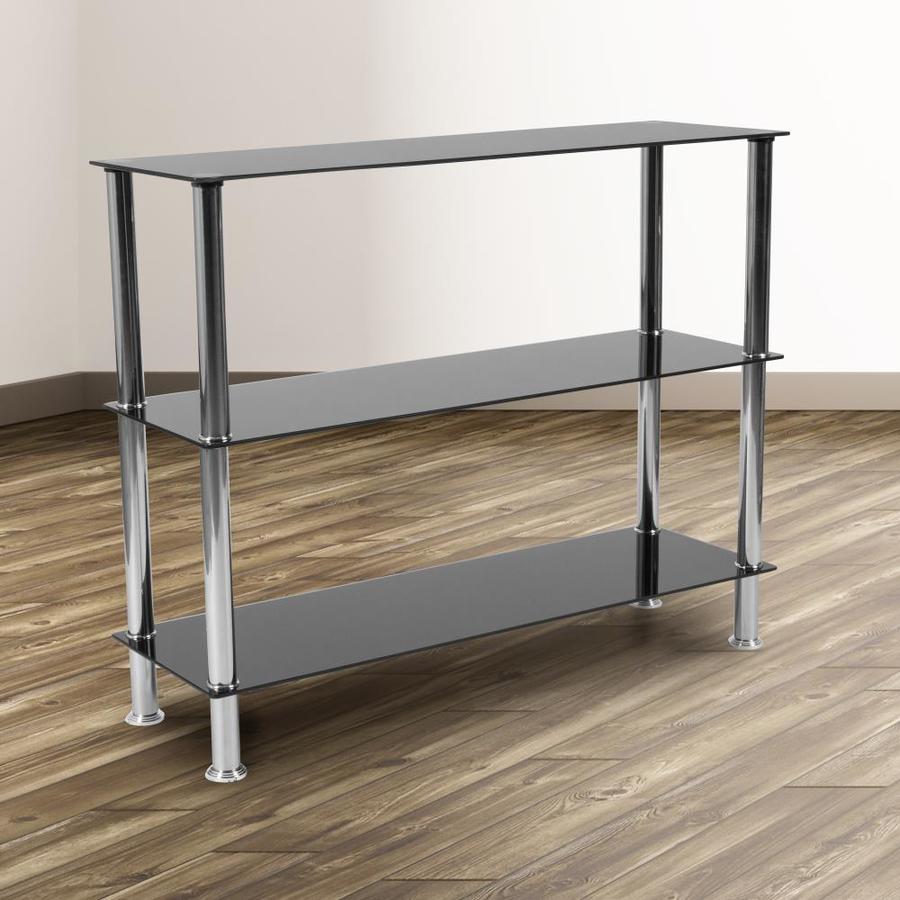 Flash Furniture Riverside Black Top/Stainless Steel Frame Metal 3-Shelf ...