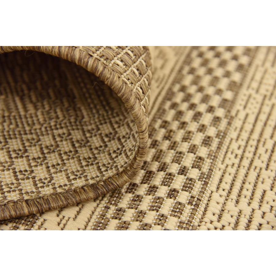 Unique Loom Lines Outdoor 7 x 10 Brown/Beige Indoor/Outdoor Geometric ...
